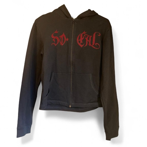 So Cal | Tops | Y2k Womens Socal Full Zip Hoodie Size Red Black Skull ...